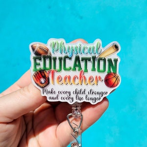 PE Teacher Badge Reel Gym Teacher Gift PE Coach School Gift Physical ...