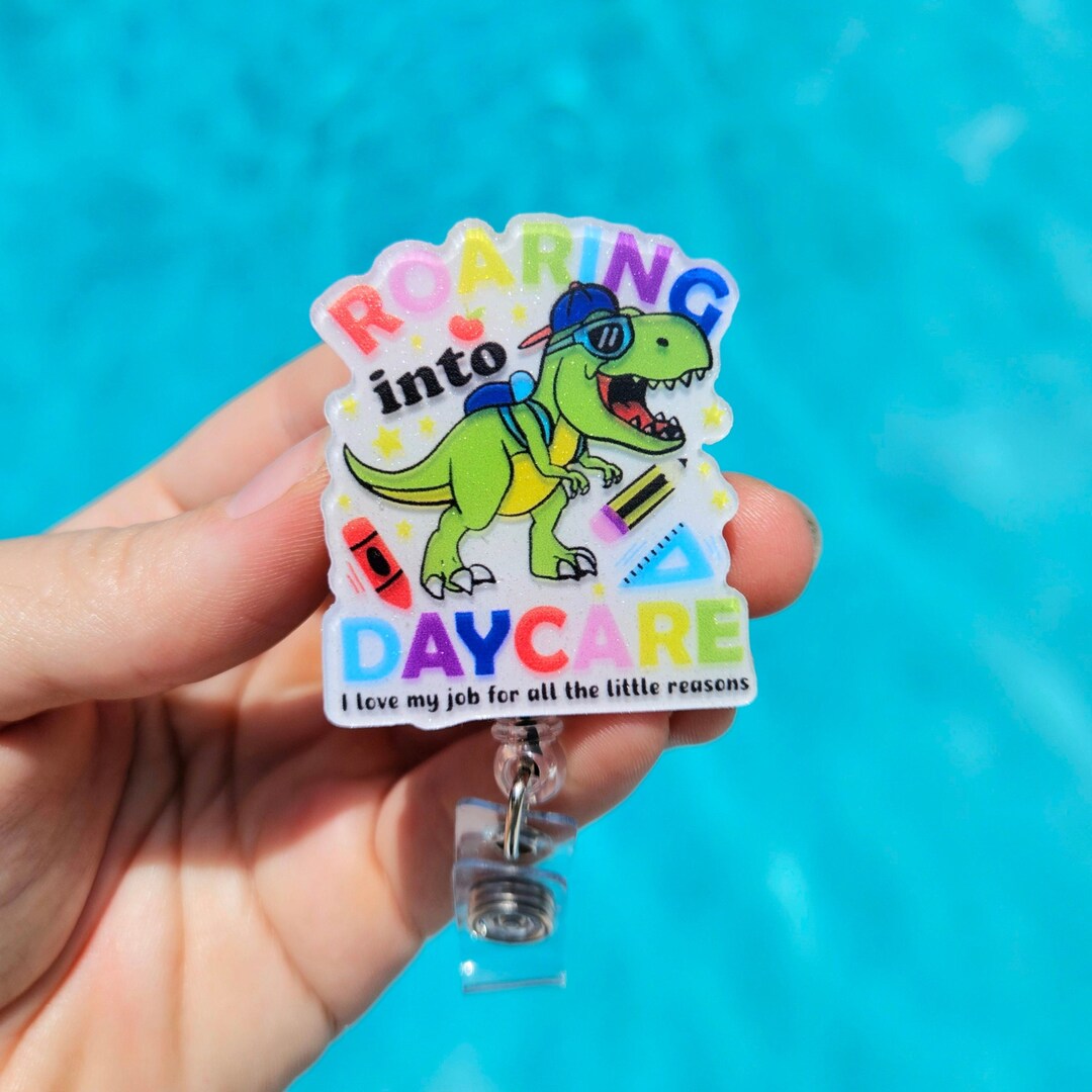 Daycare Badge Reel Tiny Human Badge Holder Toddler Teacher Lanyard ...