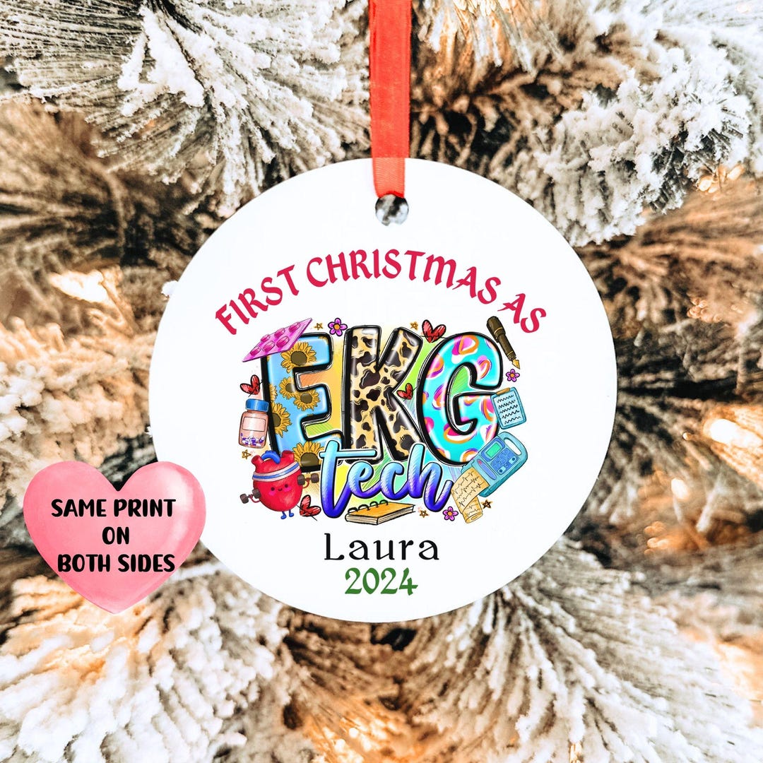 EKG Tech Christmas Ornament Custom Name Electrocardiogram Gift Cardiac ...