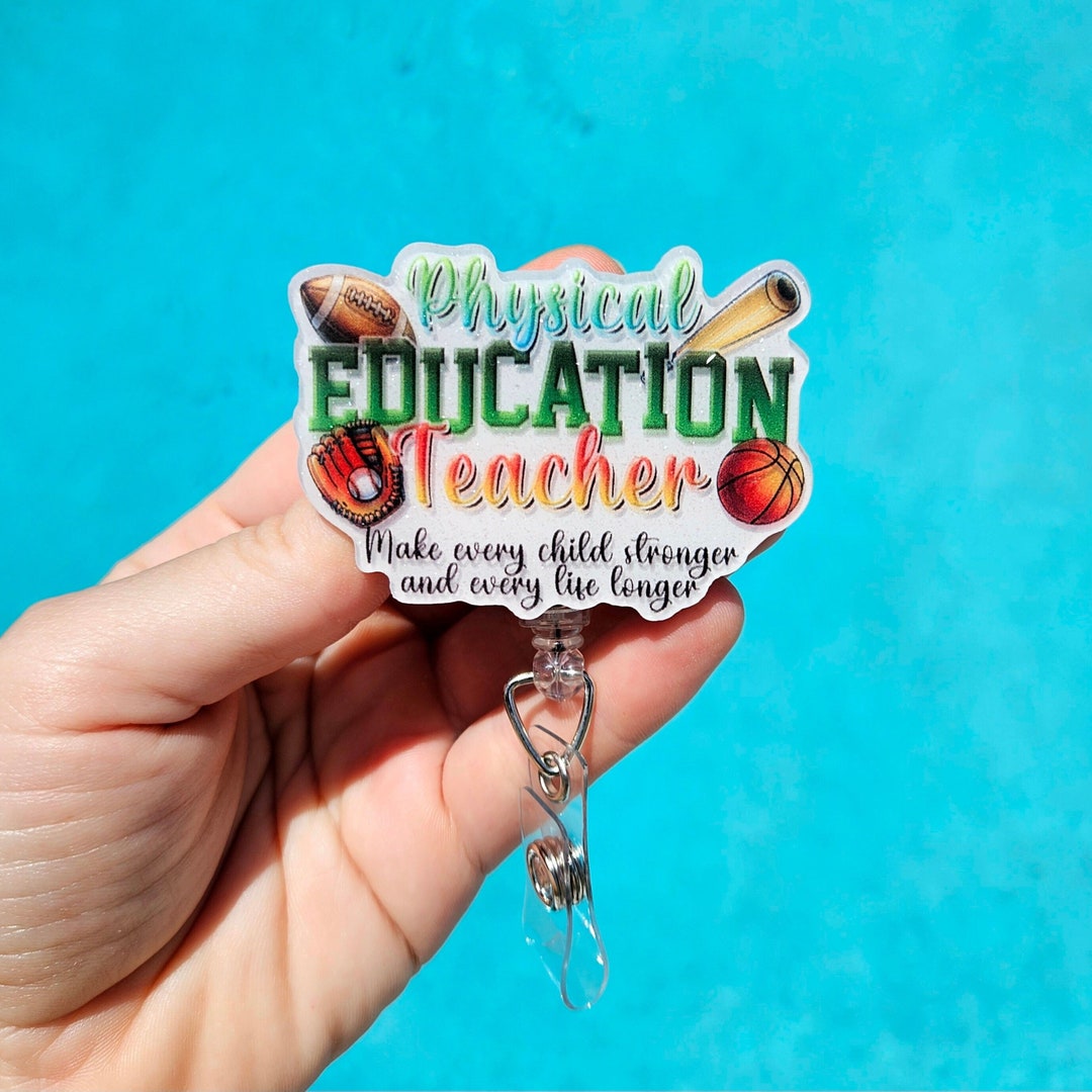 PE Teacher Badge Reel Gym Teacher Gift PE Coach School Gift Physical ...