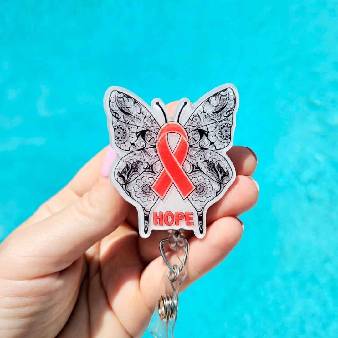 Cancer Kidney Leukemia Badge Reel Ribbon Orange Cancer Badge Holder ...