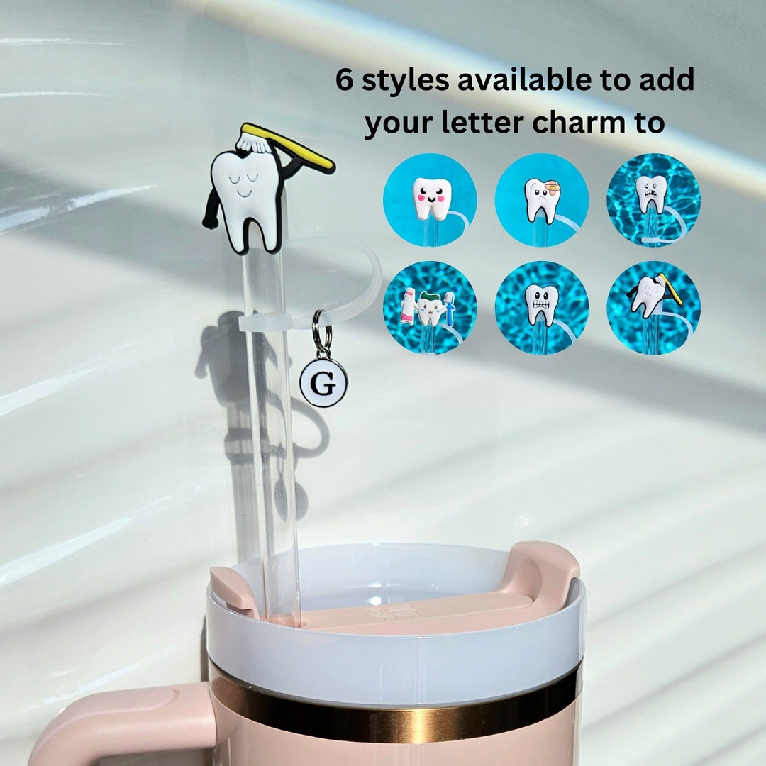 Dental Gift Straw Topper Stanley Accessory Tooth Straw Cap Custom ...