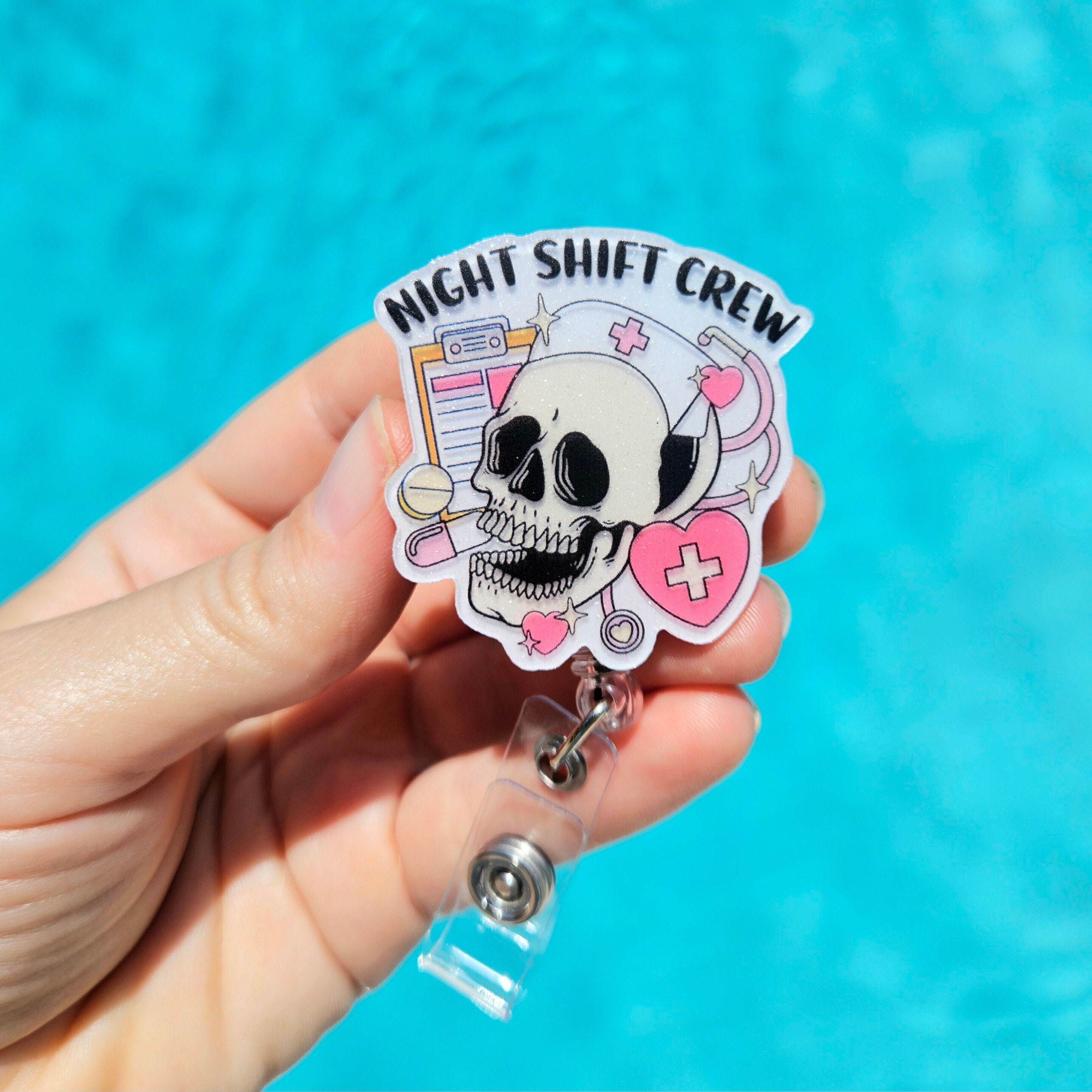 Night Shift Nurse Badge Reel Sarcastic Nurse Id Badge Holder RN Cute ...
