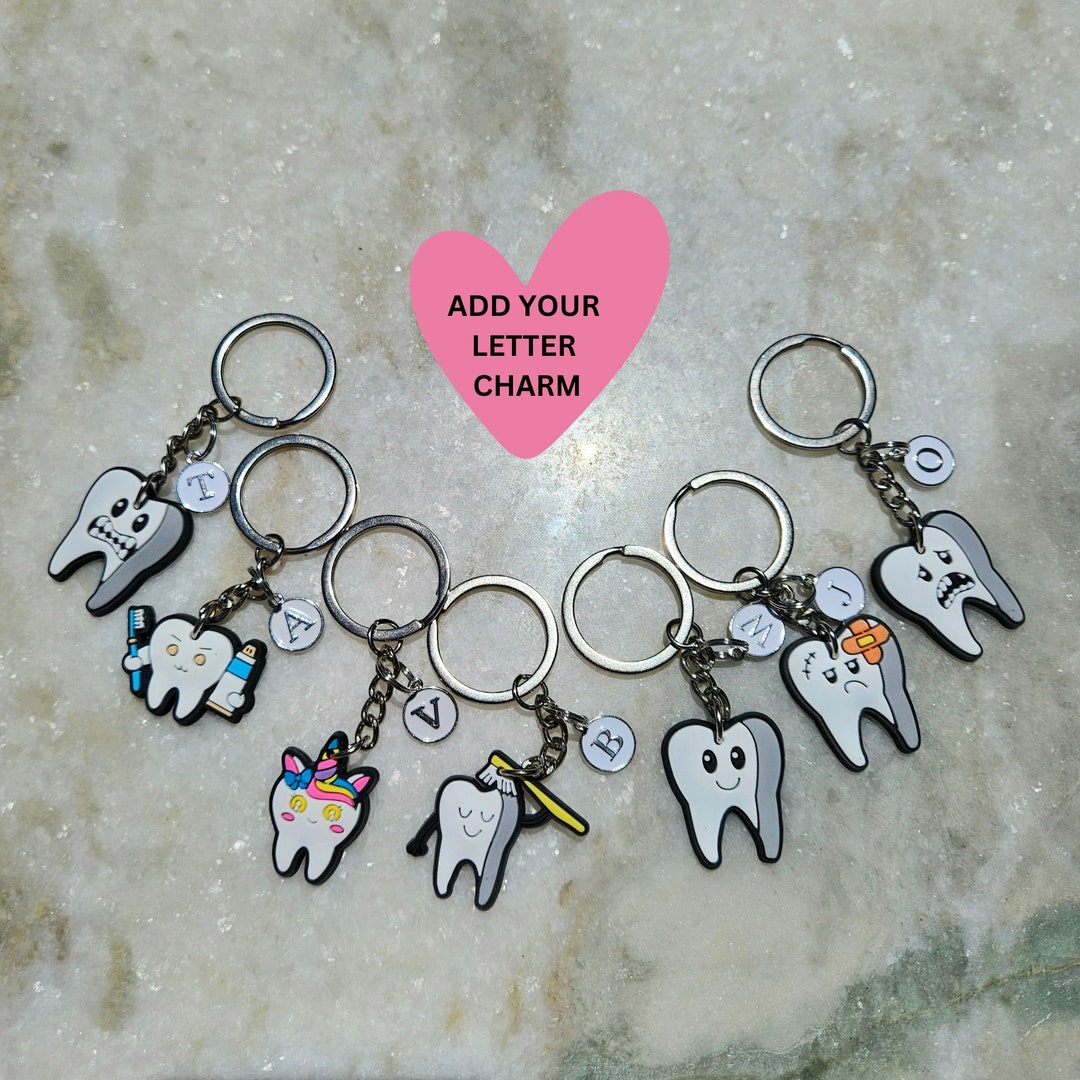 Tooth Keychain Dental Keychain Favor Dental Assistant Gift Dentist Key ...