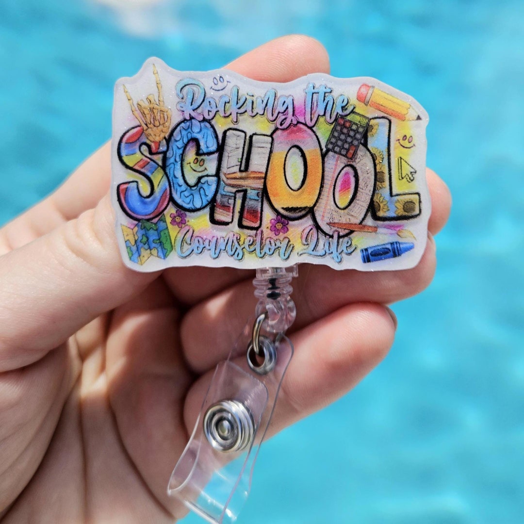 School Counselor Badge Reel Back to School Gift Therapist Badge Holder ...