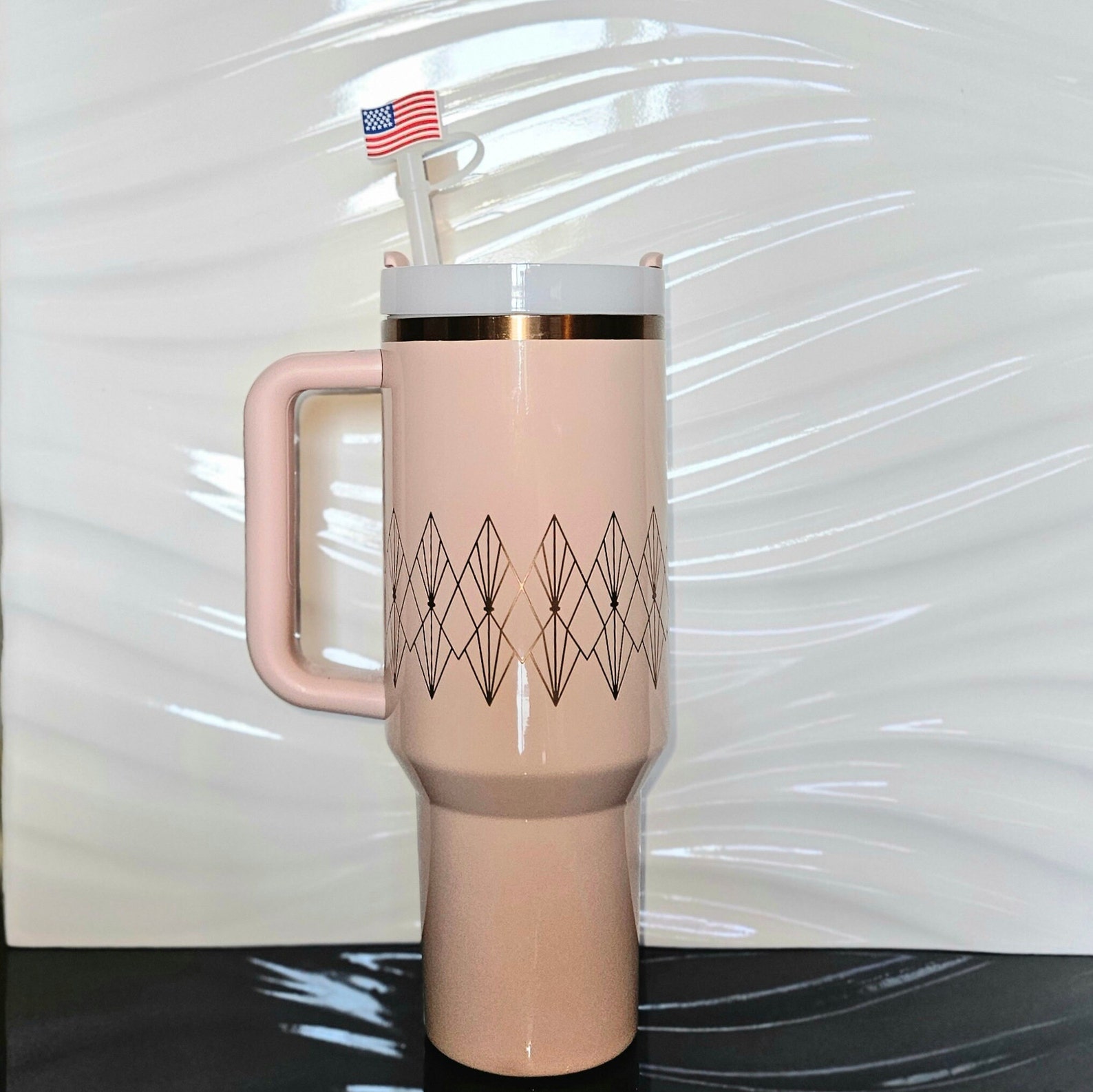 Straw Topper Tumbler USA Flag America Straw Cover Red White Blue Straw ...