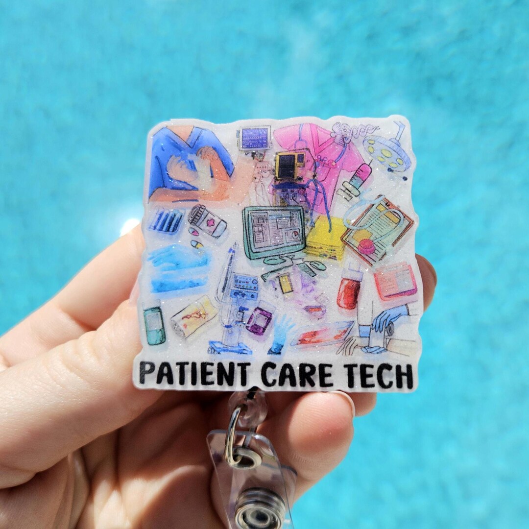 PCT Badge Reel Patient Care Tech Badge Holder Patient Technician Gift ...