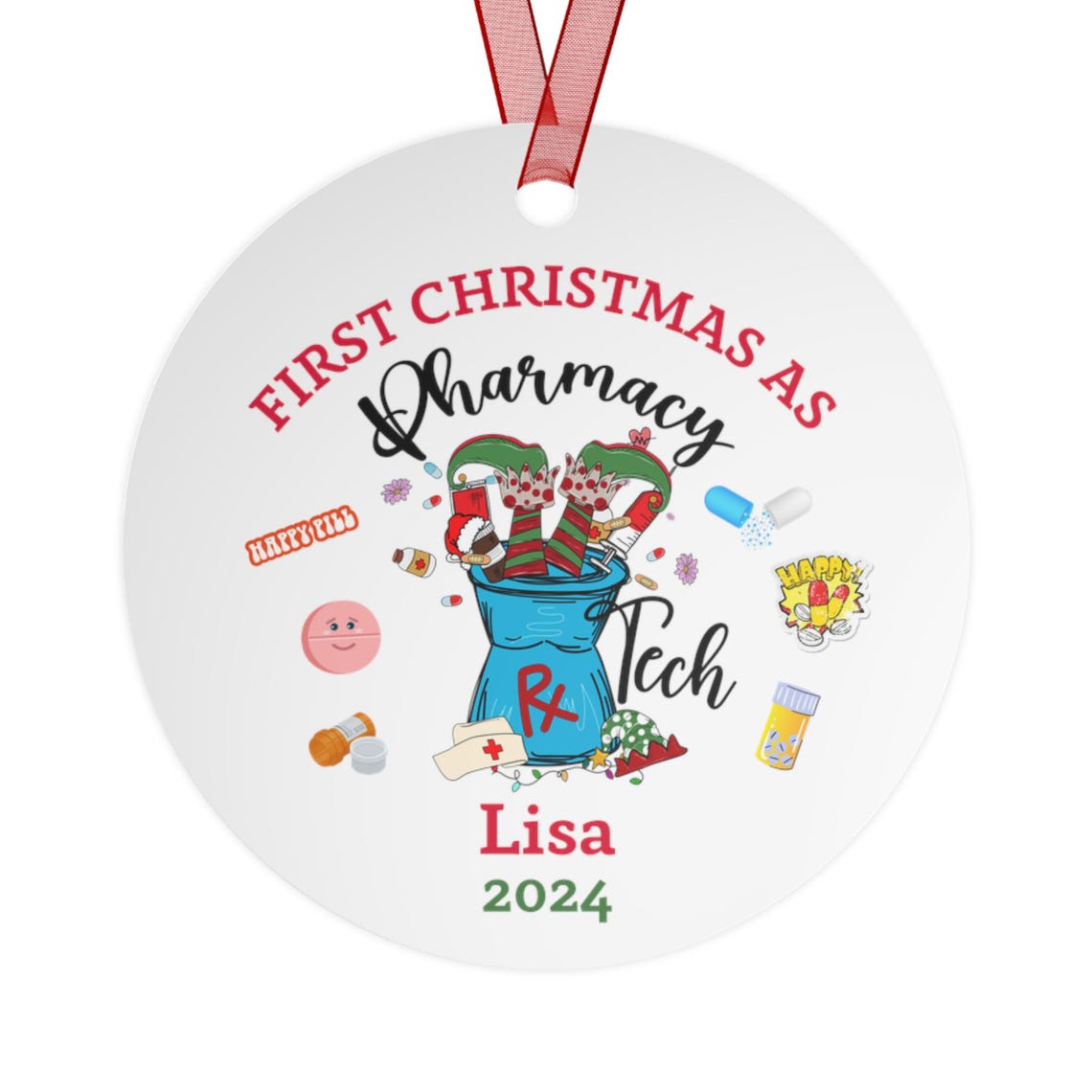 Pharmacy Tech Christmas Ornament Custom Name Pharmacy Gift New ...