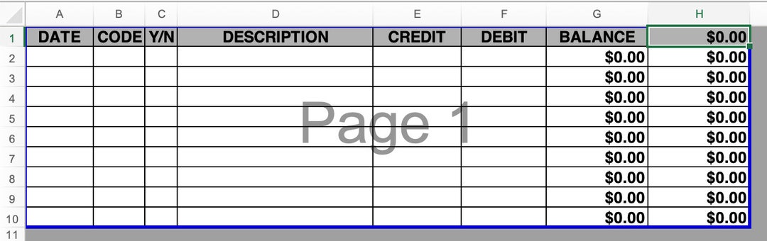 Checkbook Excel Template - Etsy