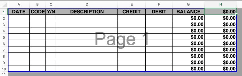 Checkbook Excel Template - Etsy