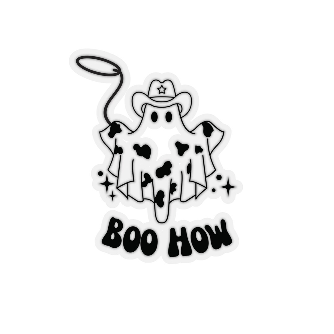 Retro Boo How Cowboy Ghost Kiss-cut Sticker Cute Simple - Etsy
