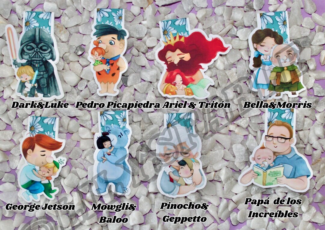 Cartoon Family Magnetic Bookmarks, Bella, Luke, Ariel, Baloo ...
