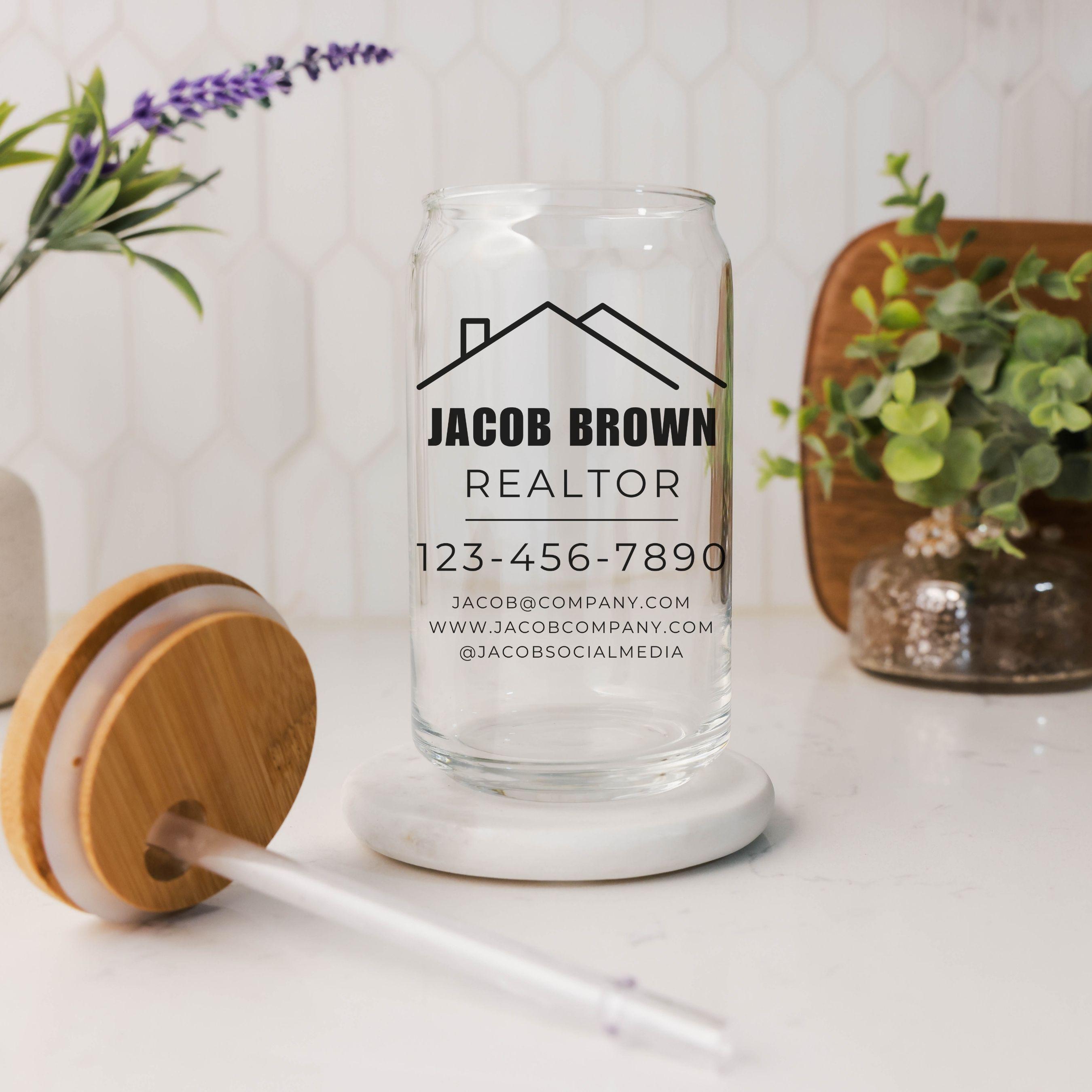 Personalized Realtor Glass Tumbler, Custom Realtor Closing Gift, Glass ...
