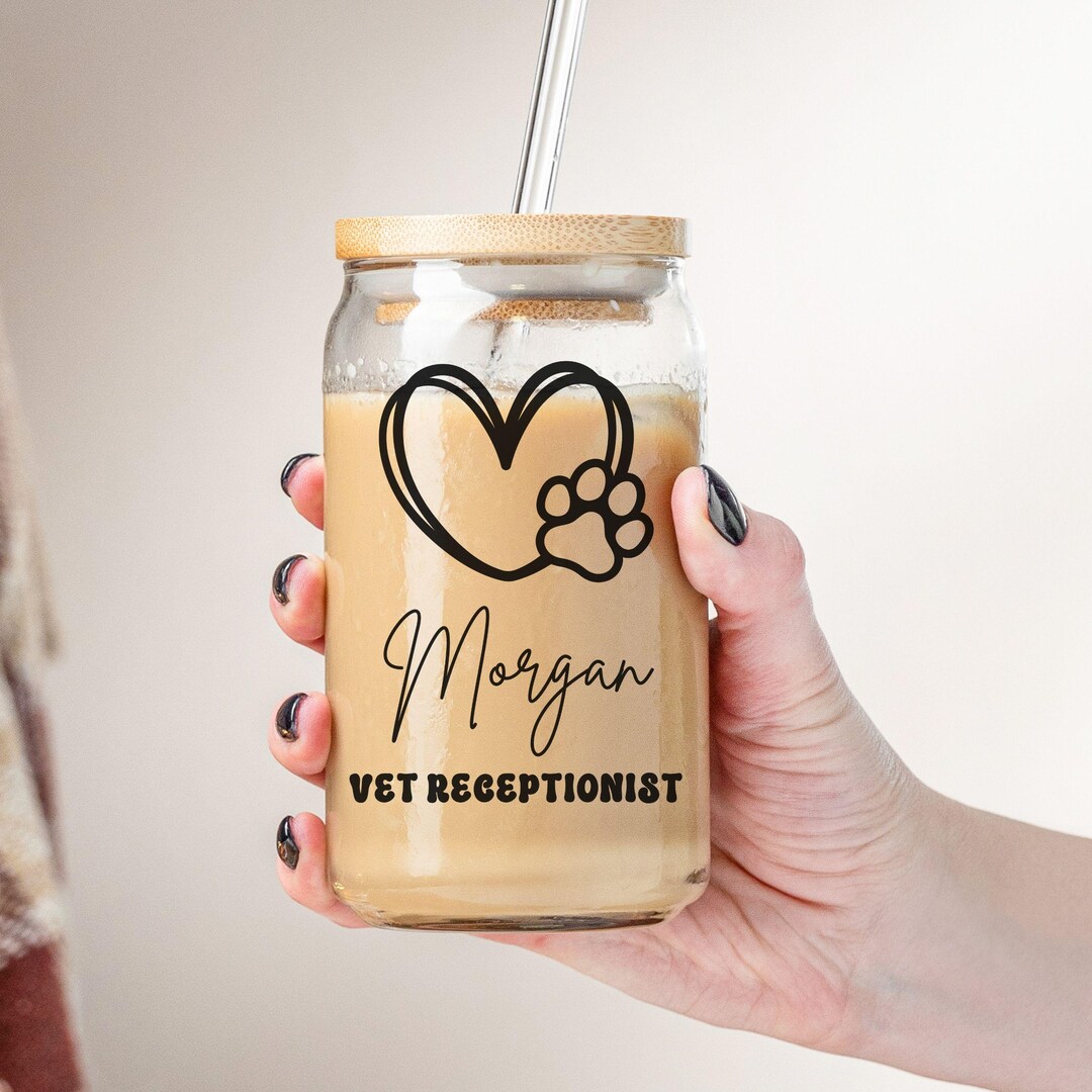 Personalized Vet Receptionist Tumbler, Custom Glass Soda Can, Vet ...