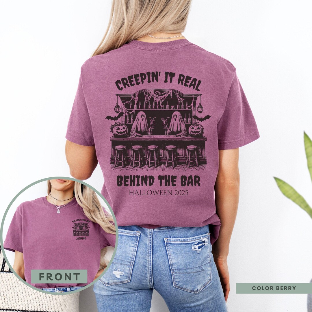 Personalized Bartender Halloween Shirt, Spooky Bar, Custom Bartending ...