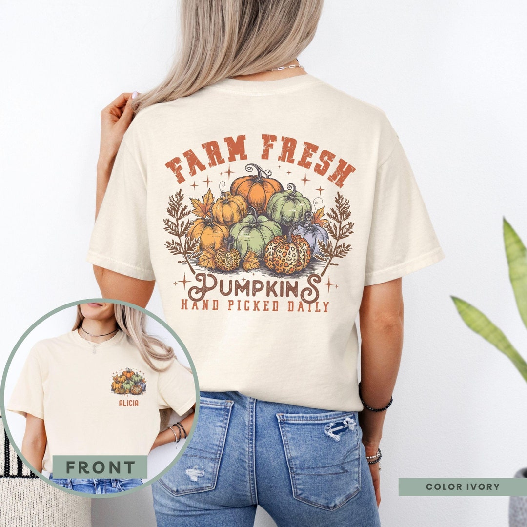 Farm Fresh Pumpkin Shirt, Front & Back Print, Fall Lover Gift, Boho ...