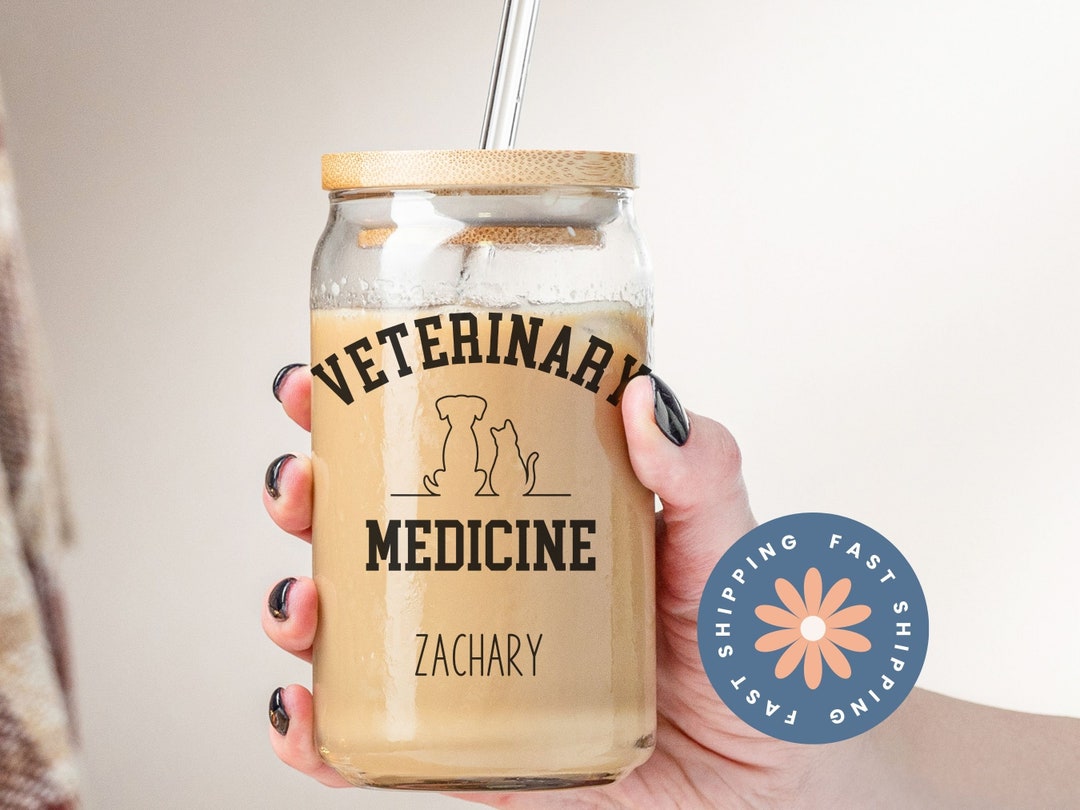 Personalized Veterinary Medicine Tumbler, Custom Glass Soda Can, Vet ...