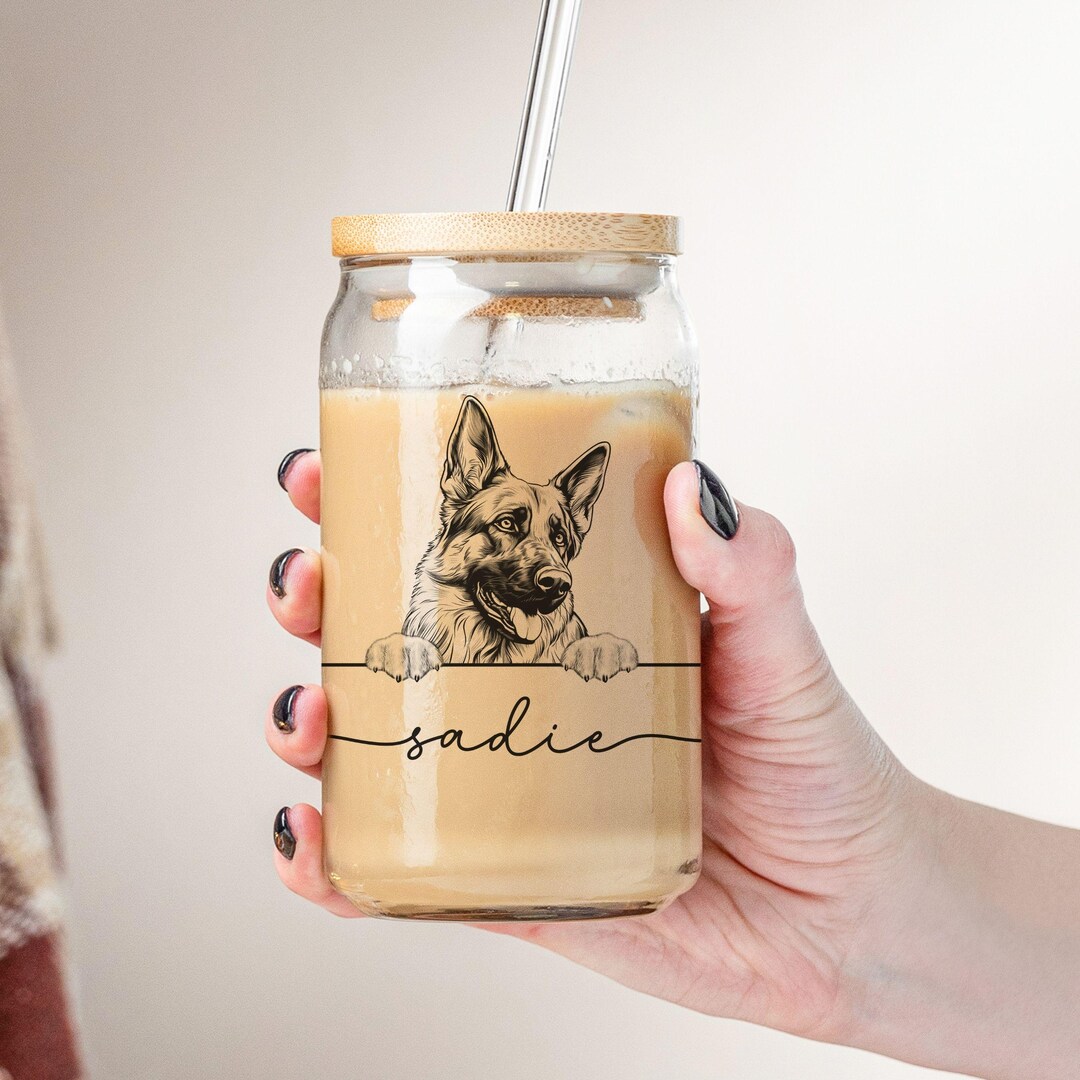Personalized German Shepherd Tumbler, Custom Glass Can, Dog Name ...