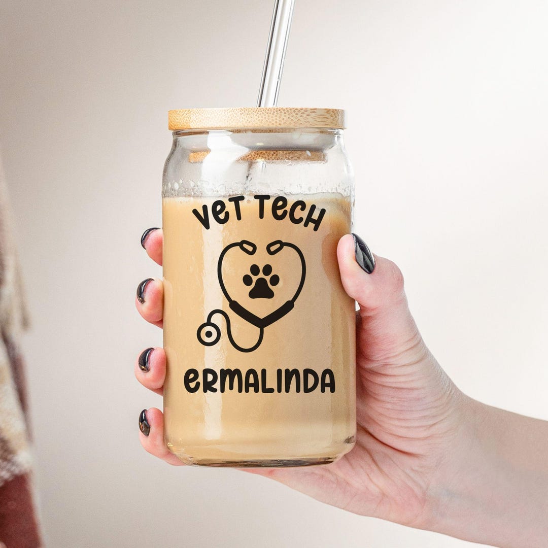 Personalized Vet Tech Tumbler, Custom Glass Soda Can, Vet Appreciation ...