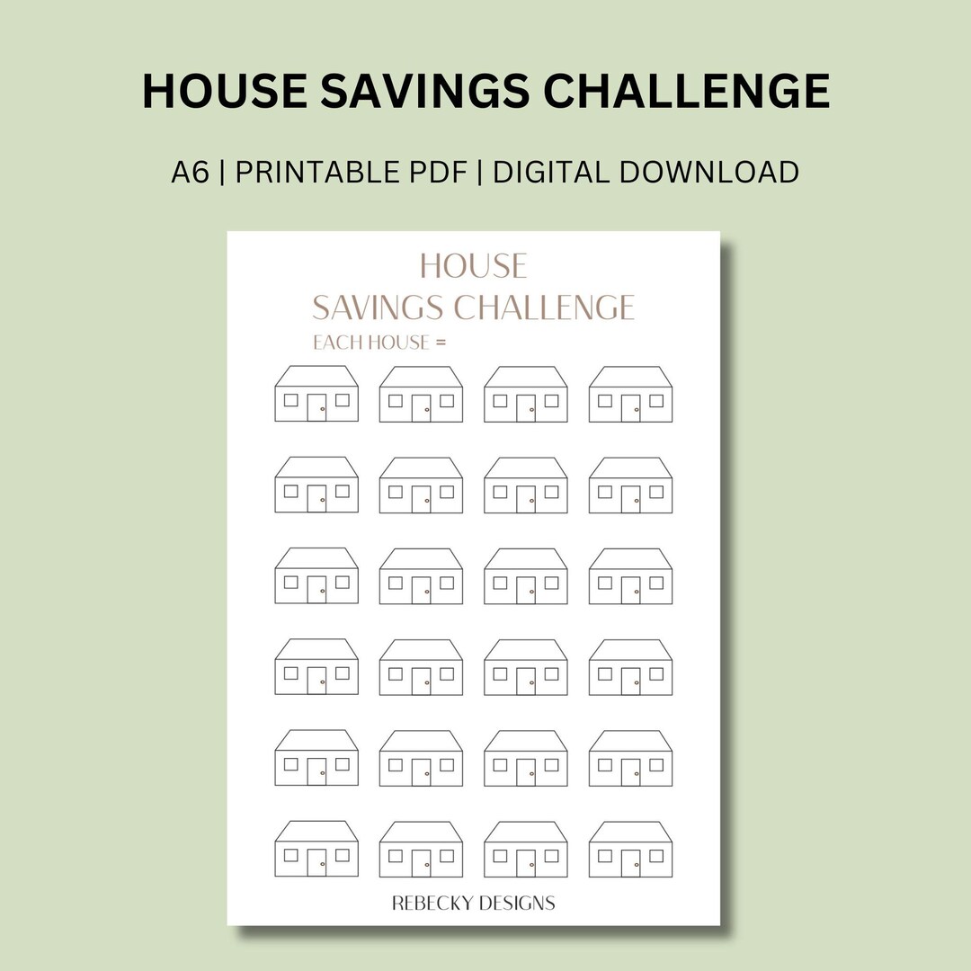 House Savings Challenge, House Savings Tracker, Money Savings Challenge ...