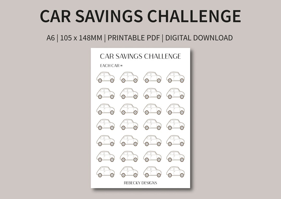 Car Savings Challenge, Car Savings, Car Tracker, Savings Challenge ...