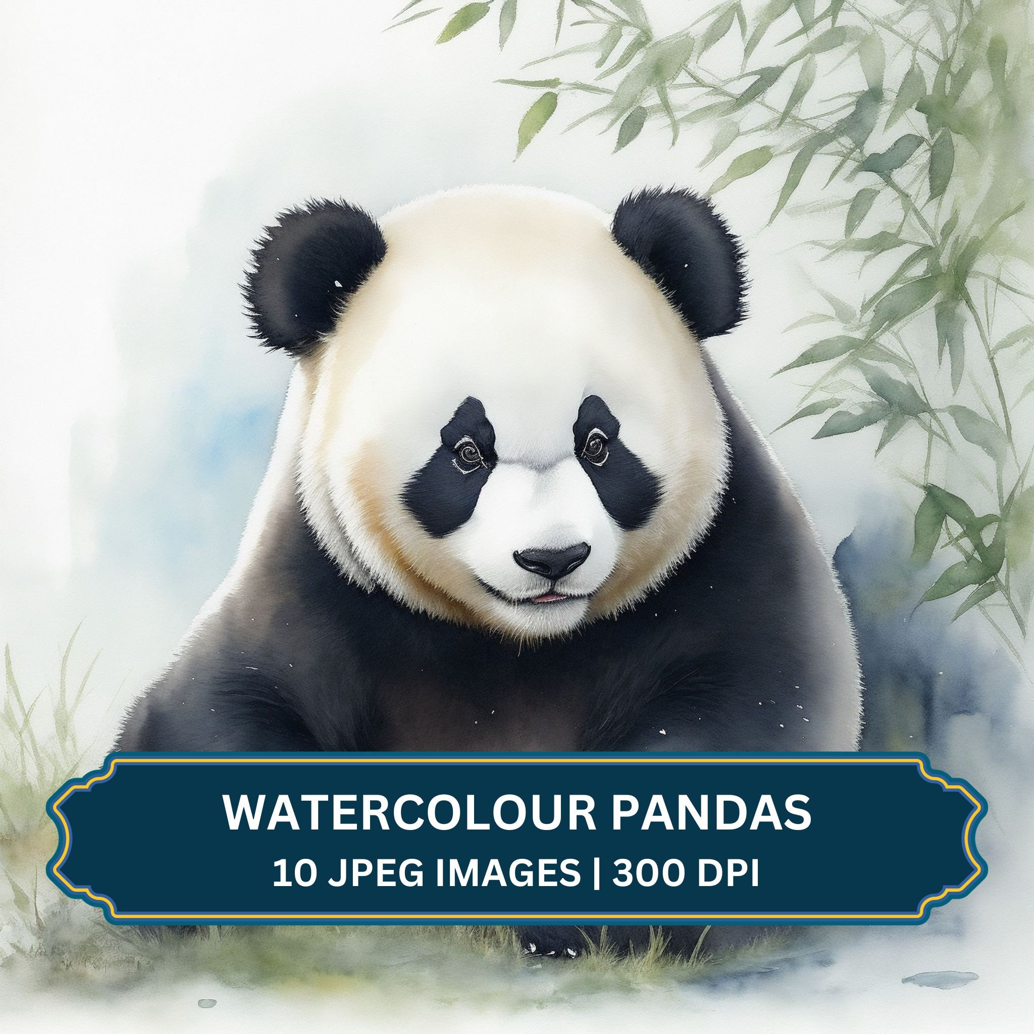 Watercolor Panda, Clipart Bundle, Jpg 300dpi, Watercolor Clipart ...