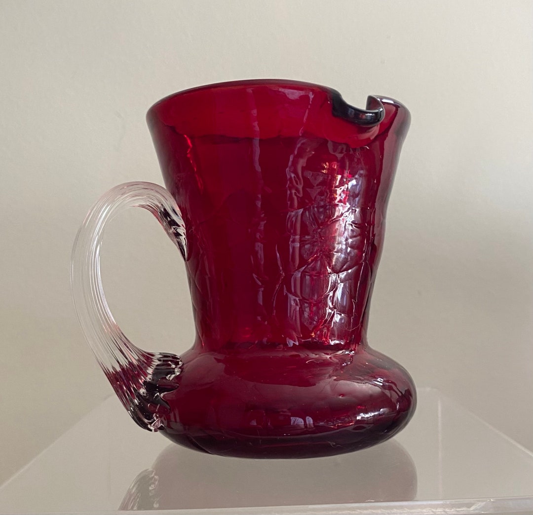 Vintage PILGRIM GLASS Window Pitcher With Crackle Finish Collectible ...