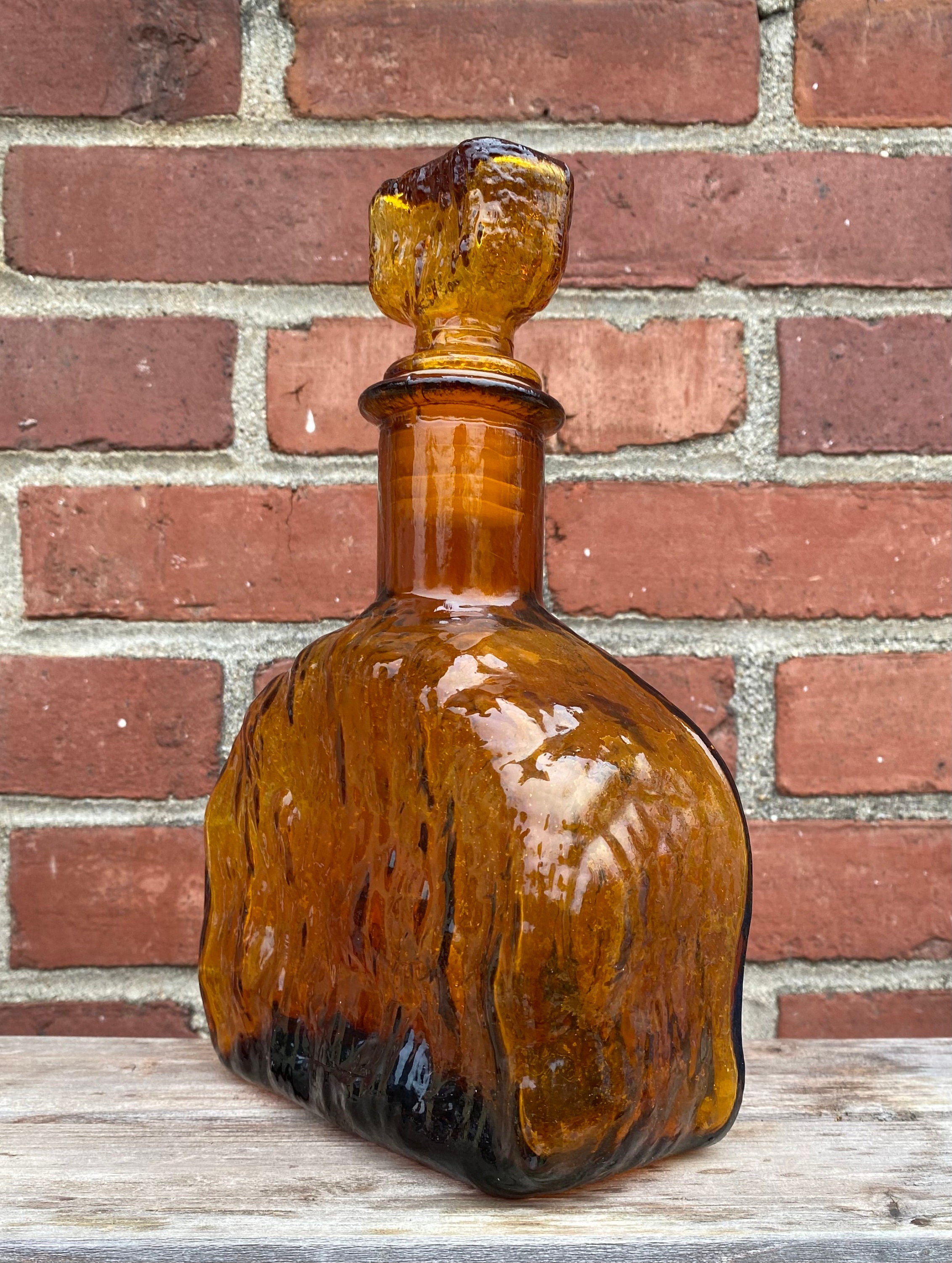 Vintage ITALIAN GLASS Decanter in Rich Amber With Rustic & Brutalist ...