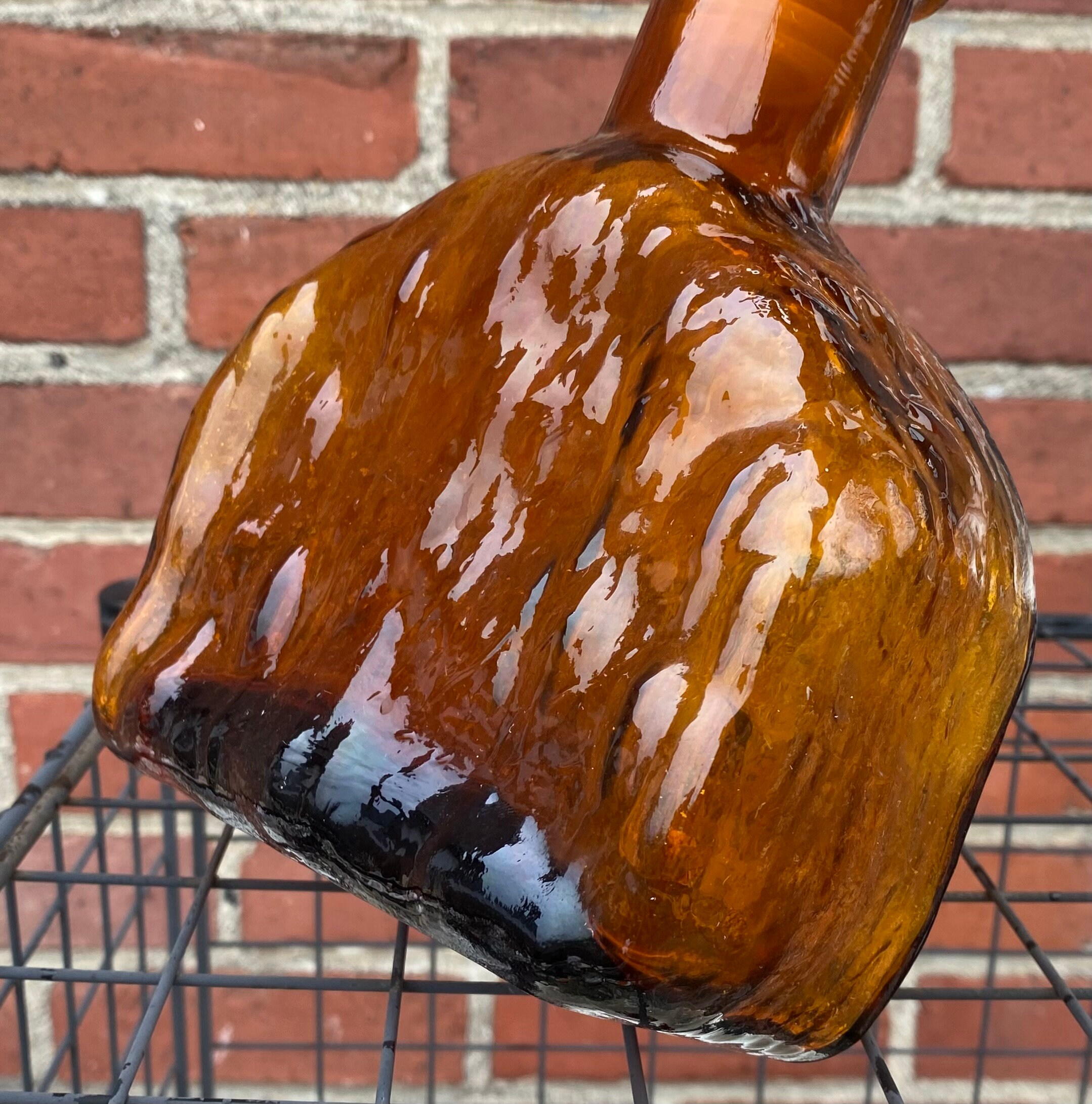 Vintage ITALIAN GLASS Decanter in Rich Amber With Rustic & Brutalist ...