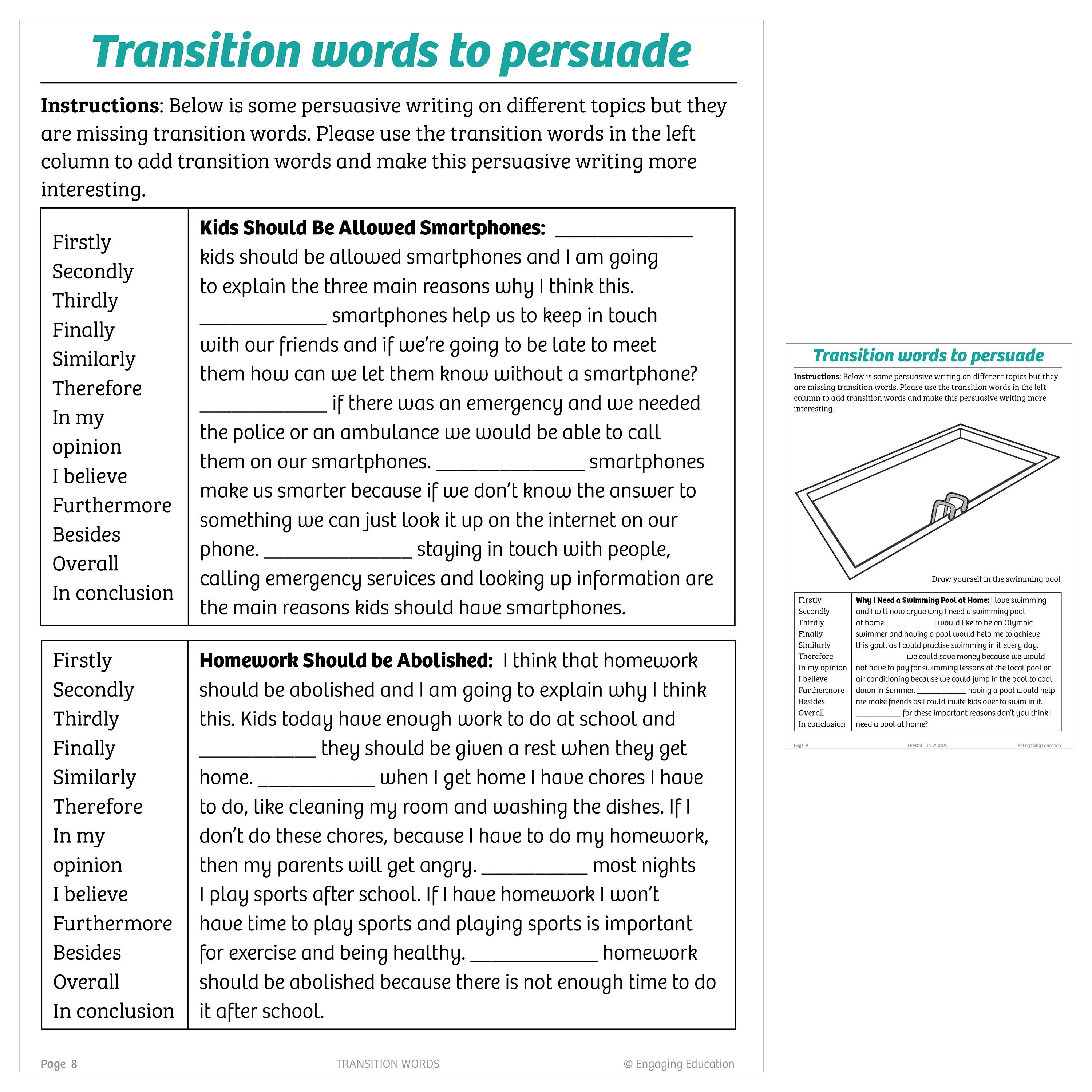 Transition Words Writing Pack - Etsy