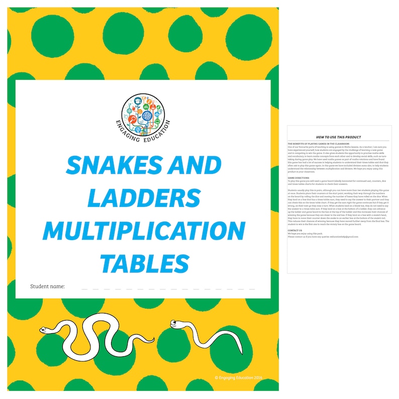 Times Tables Snakes and Ladders - Etsy
