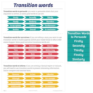 Transition Words Writing Pack - Etsy
