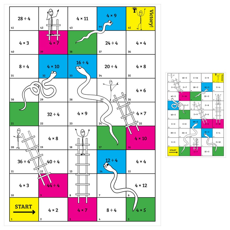 Times Tables Snakes and Ladders - Etsy