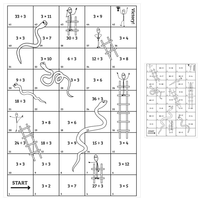Times Tables Snakes and Ladders - Etsy
