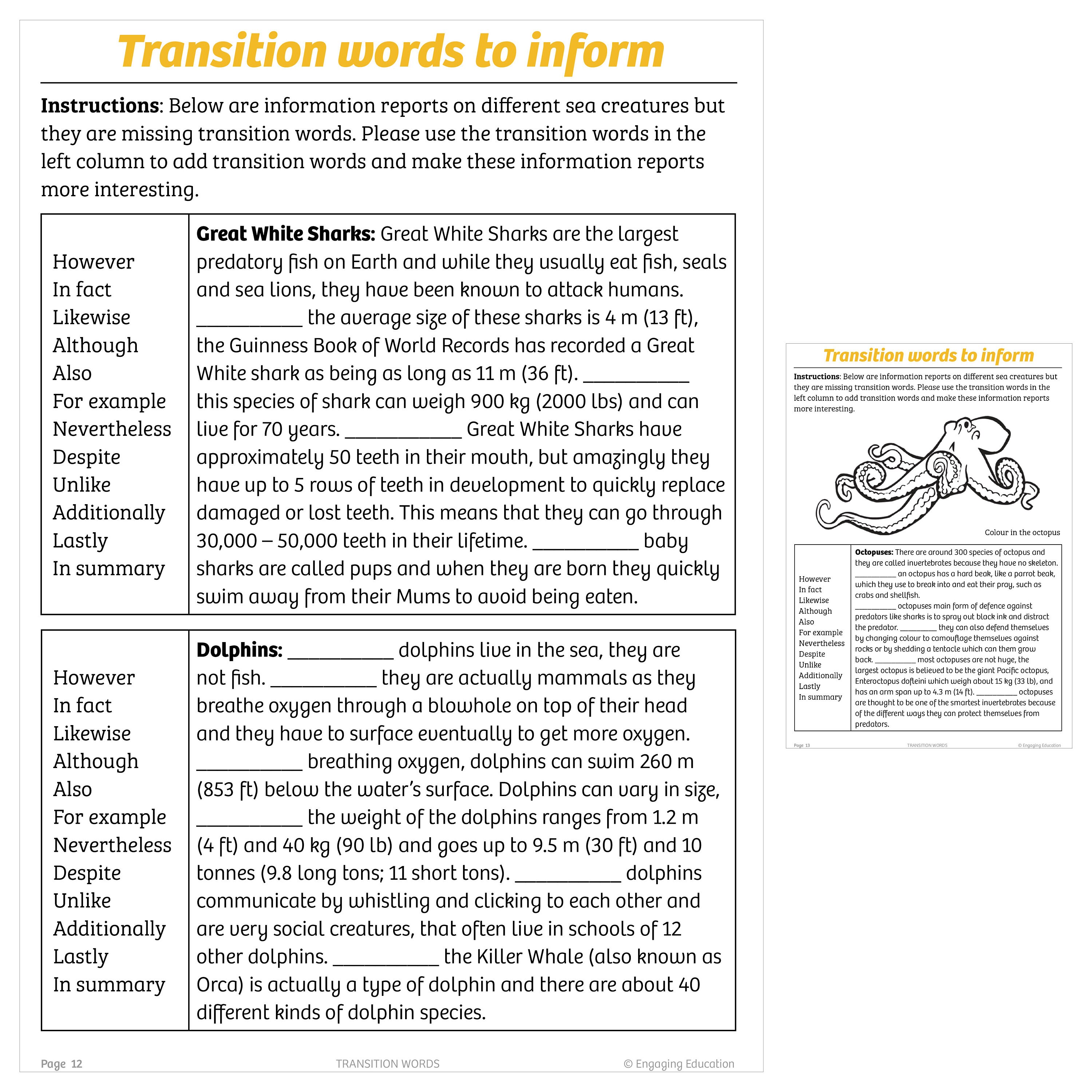 Transition Words Writing Pack - Etsy