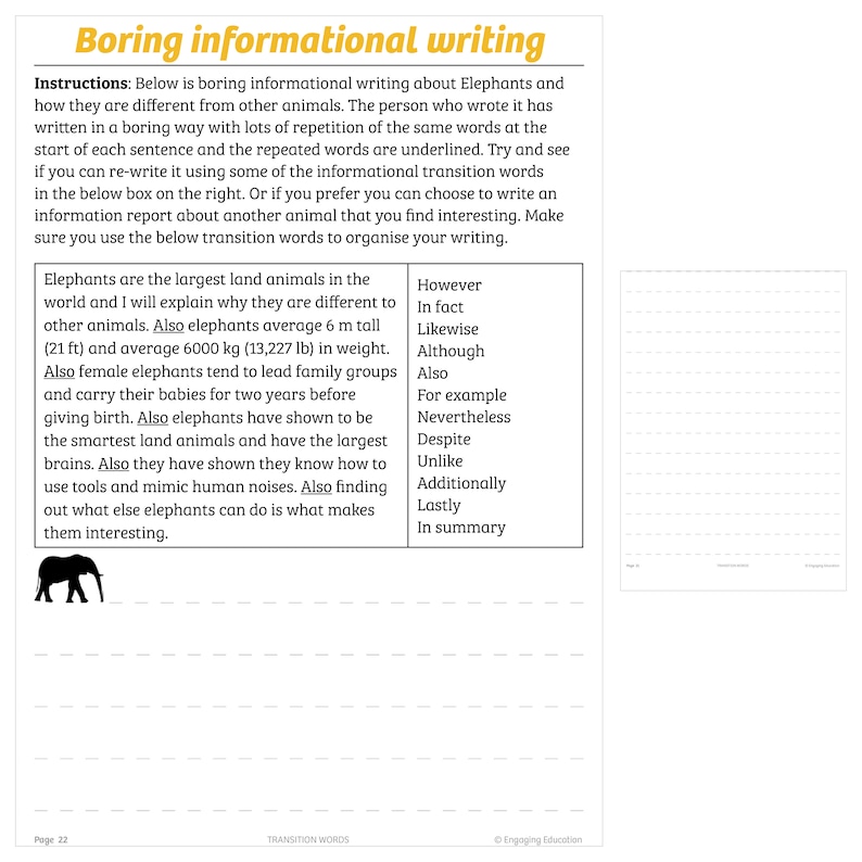 Transition Words Writing Pack - Etsy