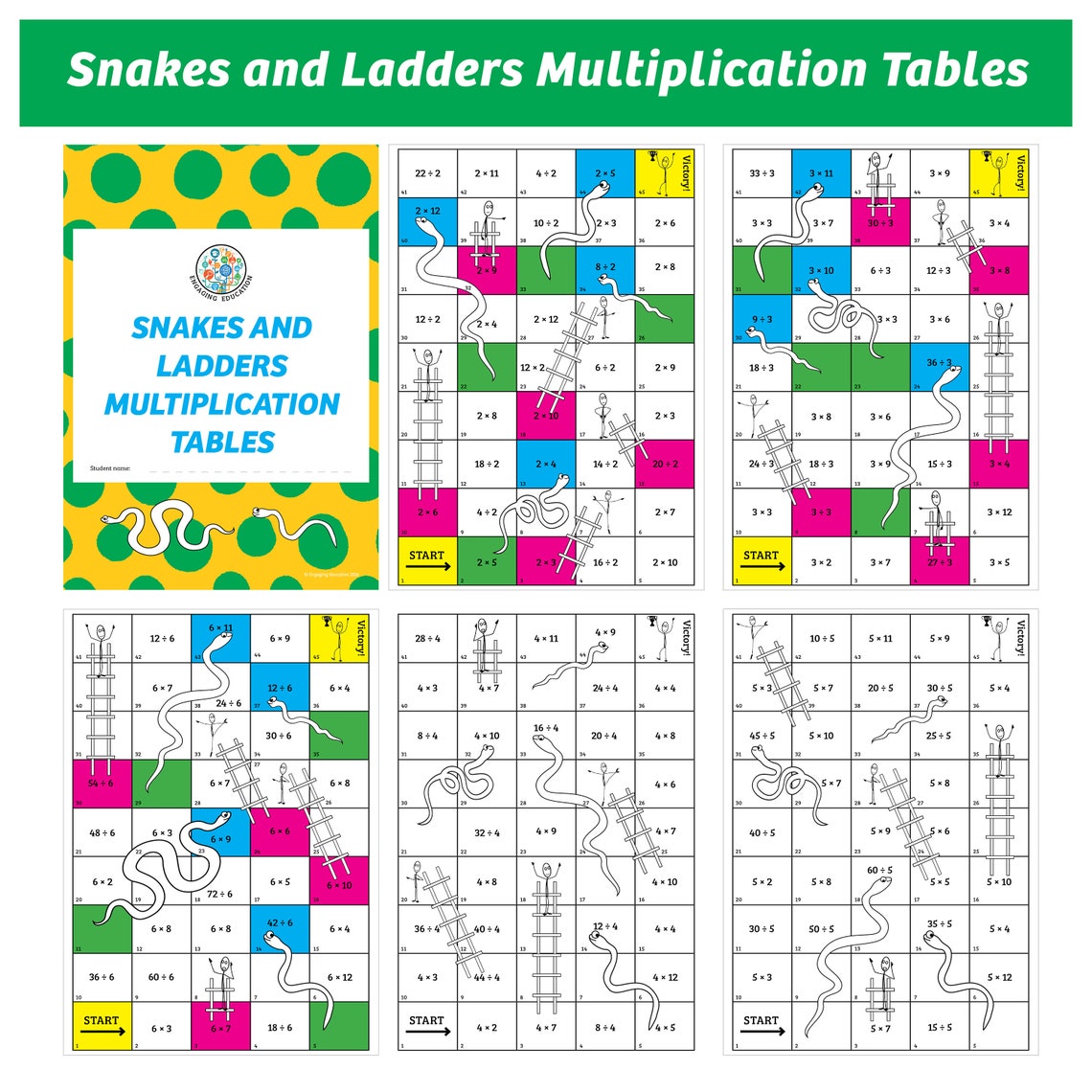 Times Tables Snakes and Ladders - Etsy