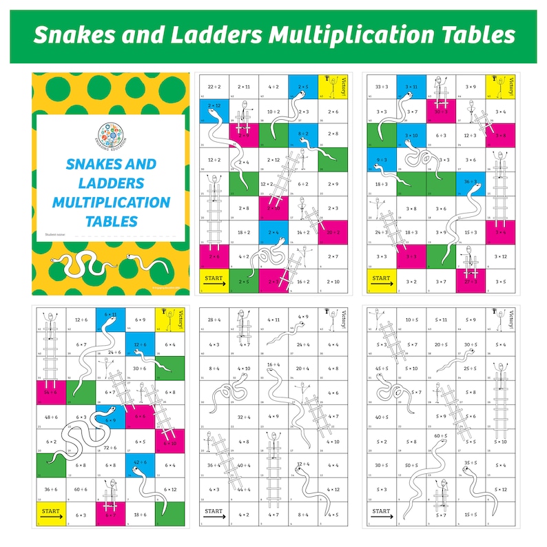 Times Tables Snakes and Ladders - Etsy