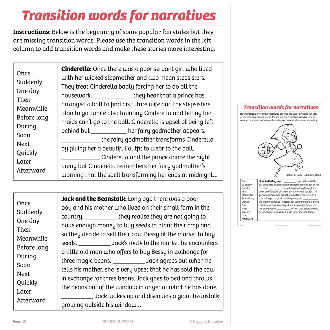 Transition Words Writing Pack - Etsy