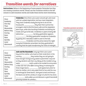 Transition Words Writing Pack - Etsy