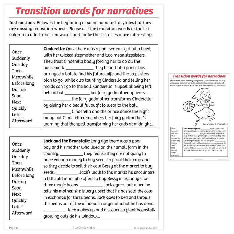 Transition Words Writing Pack - Etsy