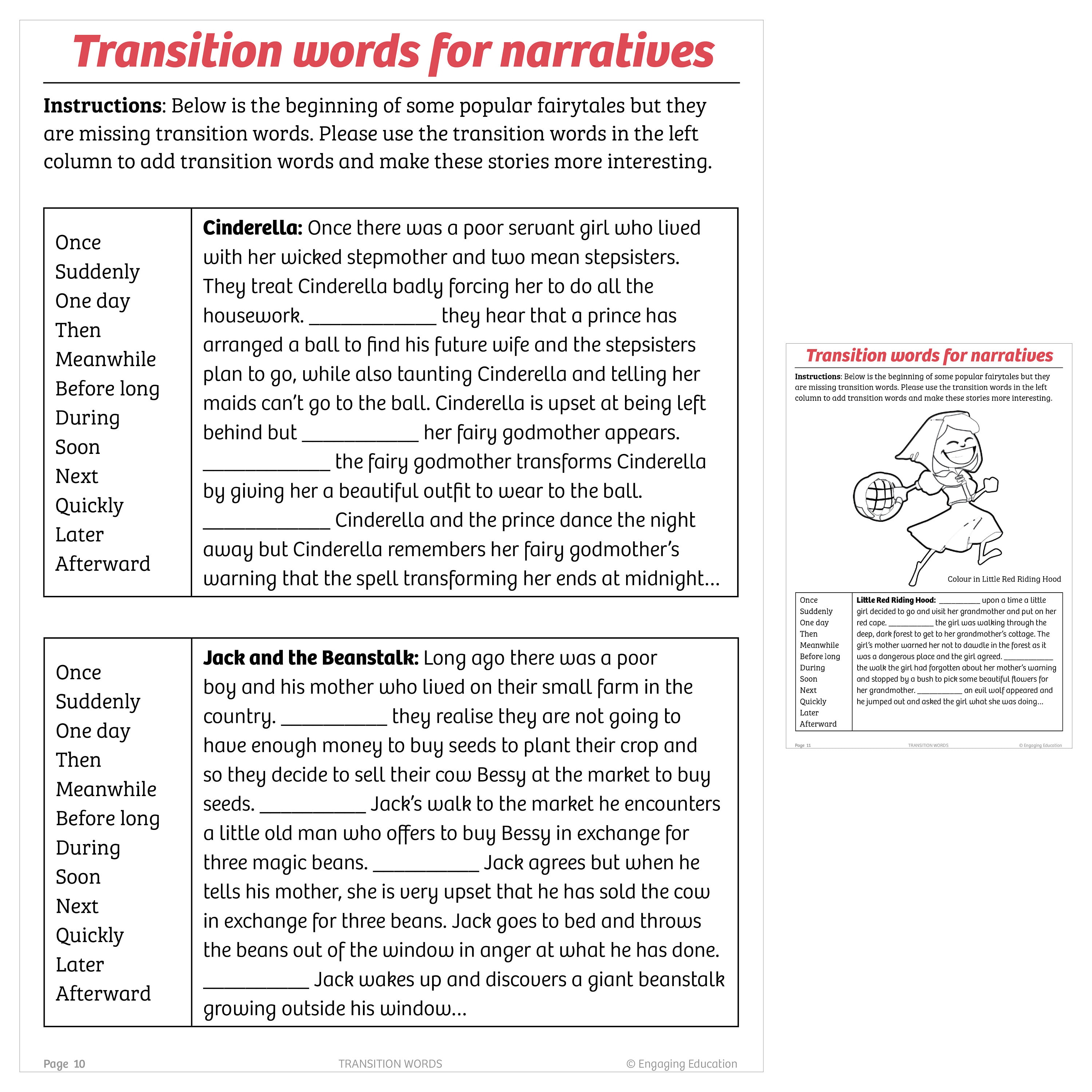 Transition Words Writing Pack - Etsy