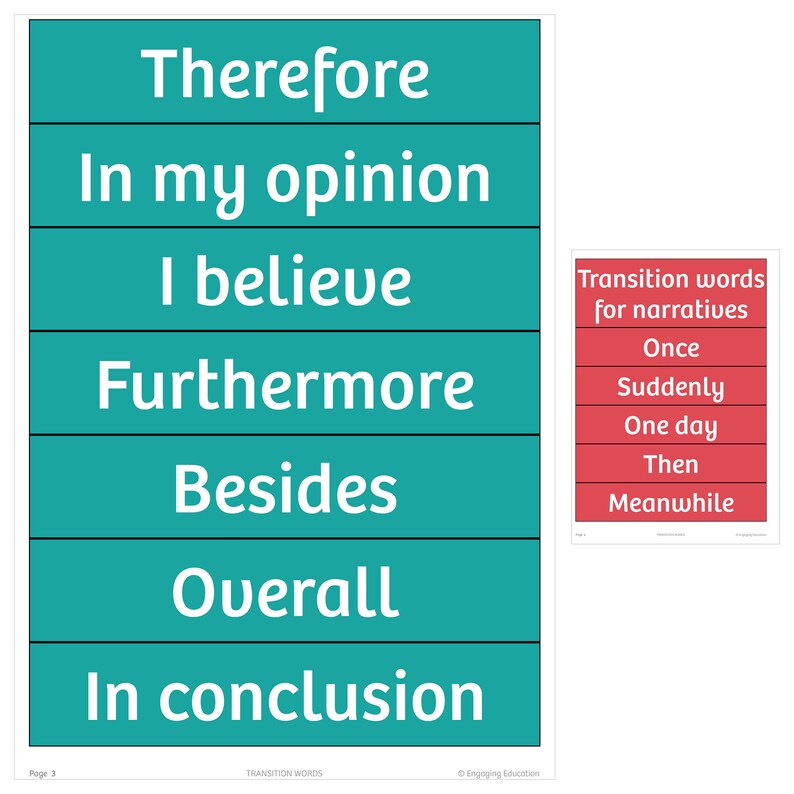 Transition Words Writing Pack - Etsy