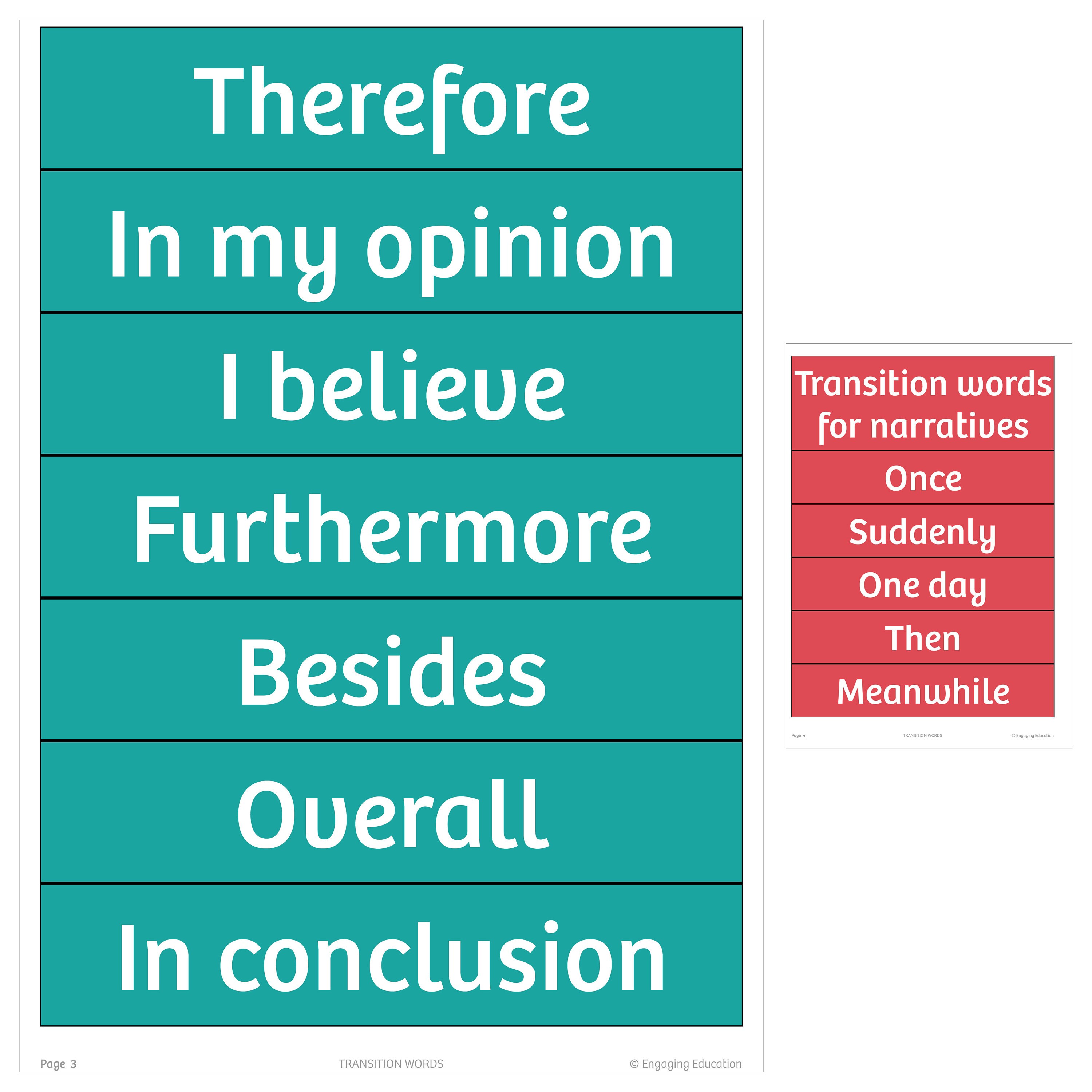 Transition Words Writing Pack - Etsy