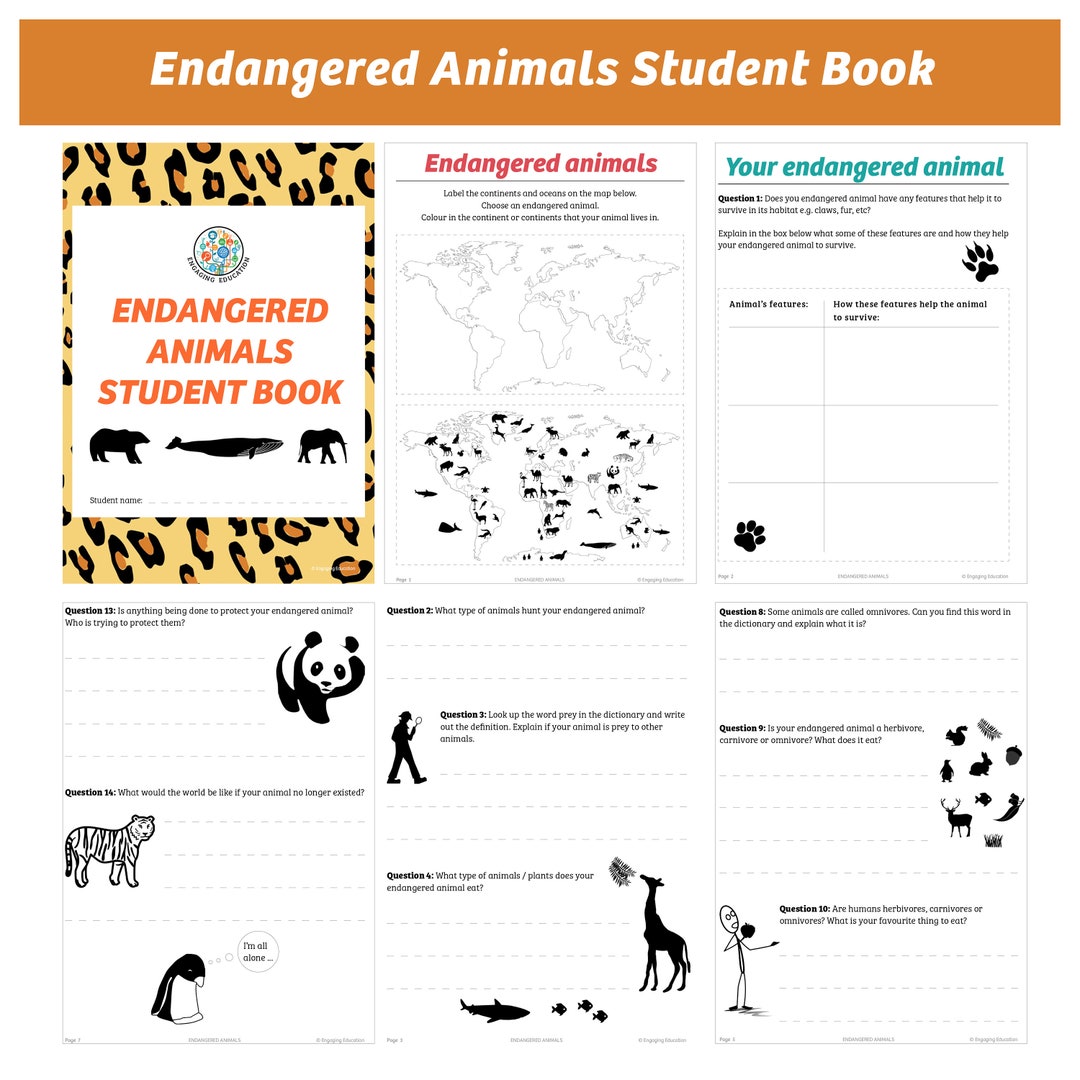Endangered Animals Student Research Book - Etsy