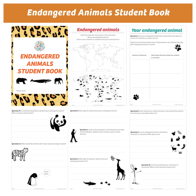 Endangered Animals Student Research Book - Etsy