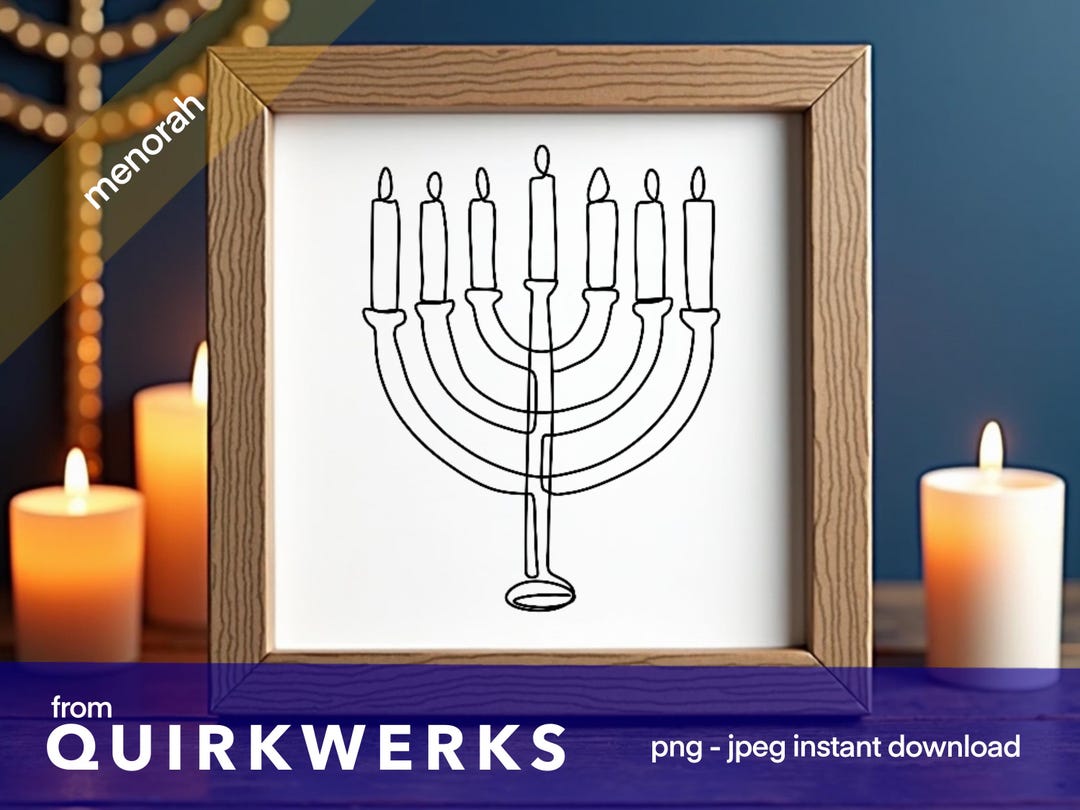 Menorah Line Art: Instant Download Wall Art for Nursery, Bathroom ...