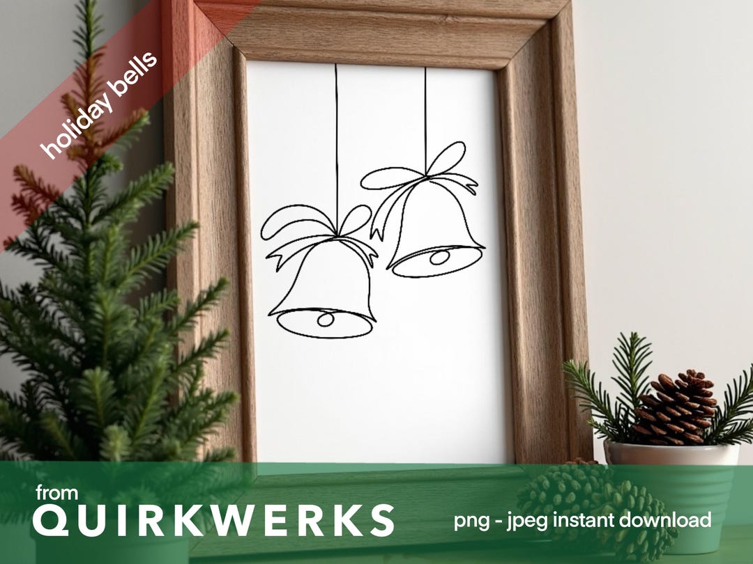 Holiday Christmas Bells Line Art: Instant Download Wall Art for Nursery ...