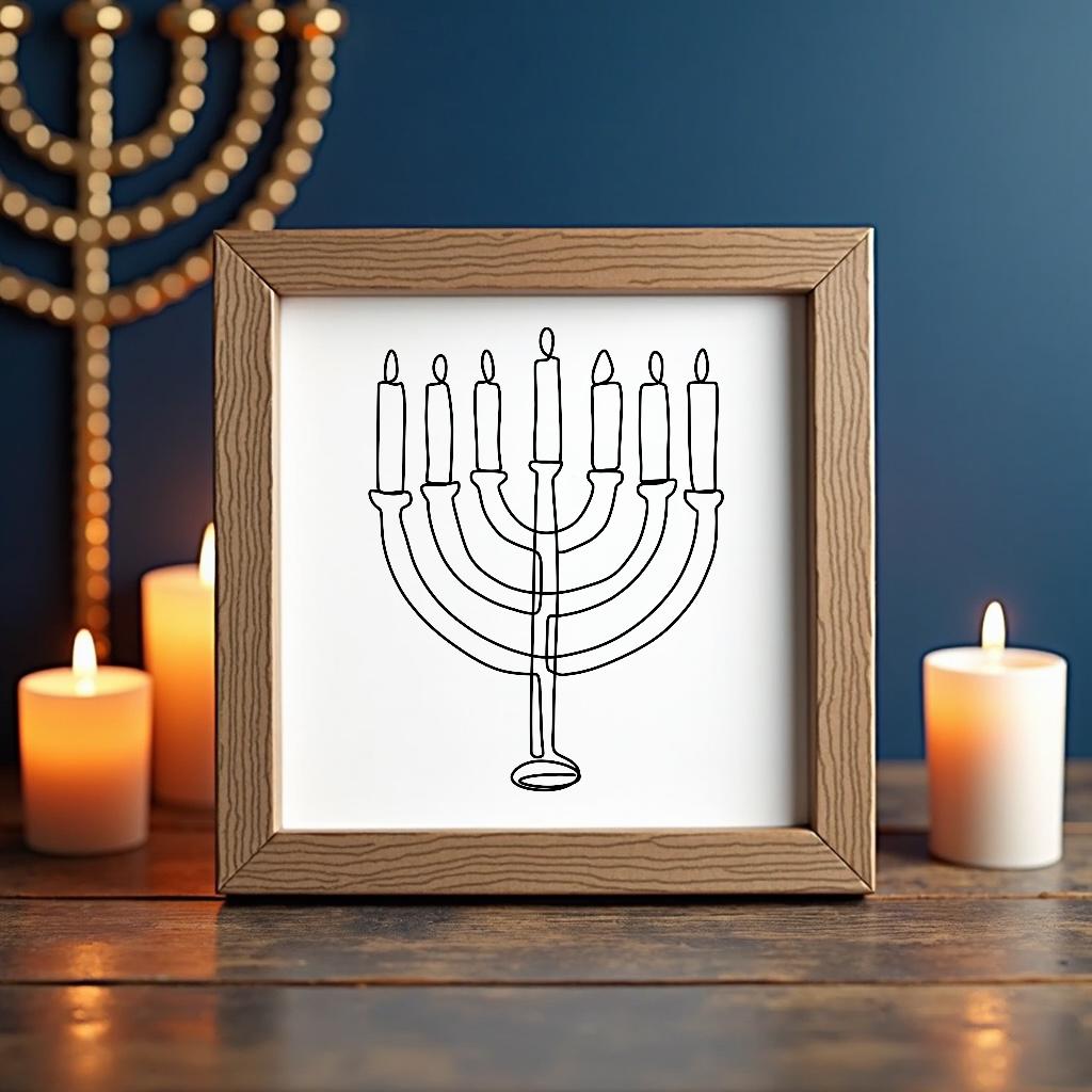 Menorah Line Art: Instant Download Wall Art for Nursery, Bathroom ...