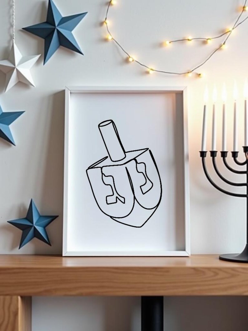 Dreidel Line Art: Instant Download Wall Art for Nursery, Bathroom ...